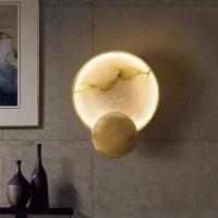 China Nodic Marble Hotel Living Room Bedroom Interior Decoration Simple Copper Led Wall Lamp for sale