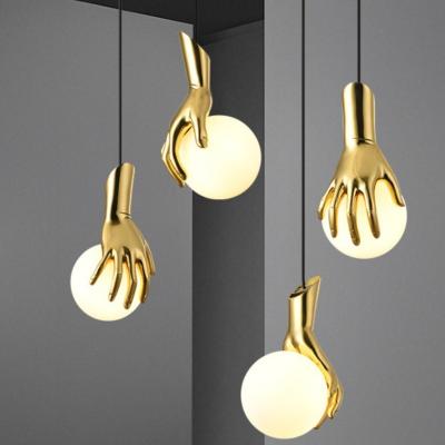 China Nordic Personality Restaurant Bedroom Bed Aisle Porch Decorative Glass Lamps Creative Copper Chandelier for sale