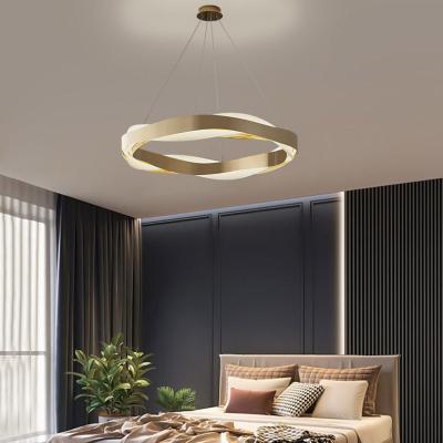 China Modern Simple Living Room Chandelier Light Luxury Atmosphere Bedroom Stainless Steel LED Pendant Light for sale