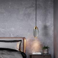 China Bedroom Bedside Lamp Modern Simple Copper Light Luxury Crystal Pendant Light for sale