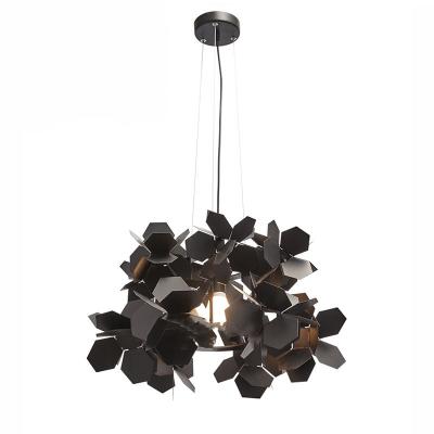 China Post-modern Simple Personality Fashion Art Lights Living Room Dining Room Black Flowers Iron Chandelier for sale