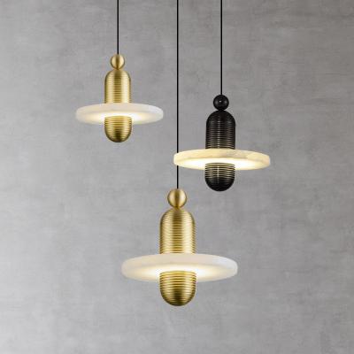 China Nordic Simple Marble Single Head Restaurant Chandelier Modern Fashion Small Bedroom Pendant Lamp for sale