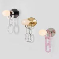 China Metal Glass Nordic Simple Glass Ball Bedroom Bed Wall Lamp Personality Creative Living Room Chain Wall Lamp With Modern Style for sale