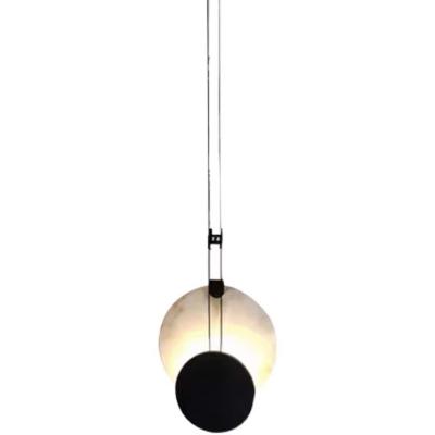 China New Natural Marble Wire Hanging Lamp Restaurant Bar Bedroom Luxury Single Head Small Chandelier for sale