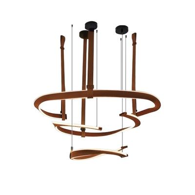 China Italian Minimalist Living Room Chandelier Post-modern Leather Dining Room Bedroom Hanging Light for sale