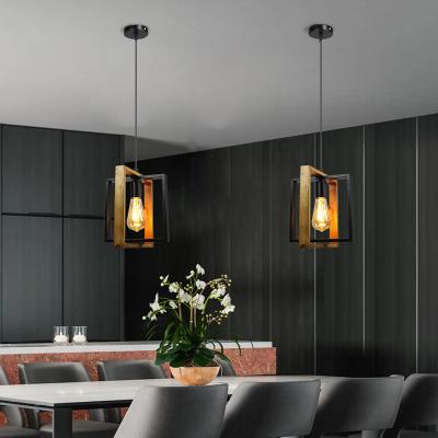China JYLIGHTING Nordic Modern Design LED Indoor Pendant Light Wood Metal Frame Bedroom Study Chandelier for sale