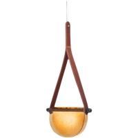 China Nordic Restaurant Chandelier Glass Decoration Simple Leather Small Pendant Light for sale