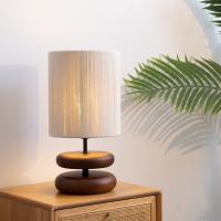 China Wabi-sabi Style Solid Wood Desk Lamp Creative Walnut Wood Bedroom Table Lamp for sale