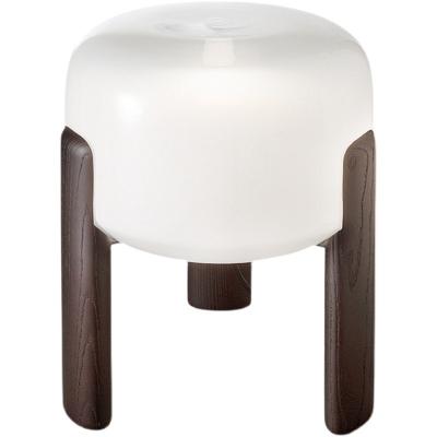 China Stylish Nordic Wooden Bedside Lamp with Glass Shade and E27 Bulb for Modern Bedroom for sale
