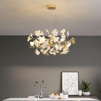 China Luxury Living Room Dining Room Chandelier with E14 Bulb and Ceramic Ginkgo Leaf Design for sale