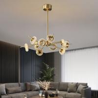 China Nordic Simple Crystal Chandelier Light Luxury Bedroom Lamp Modern Copper Living Room Pendant Lamp for sale