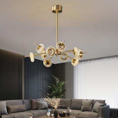 China Nordic Simple Crystal Chandelier Light Luxury Bedroom Lamp Modern Copper Living Room Pendant Lamp for sale