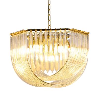 China 3000K Warm White Color Temperature Modern Pendant Light With Creative Water Wave Gold Chandelier for sale