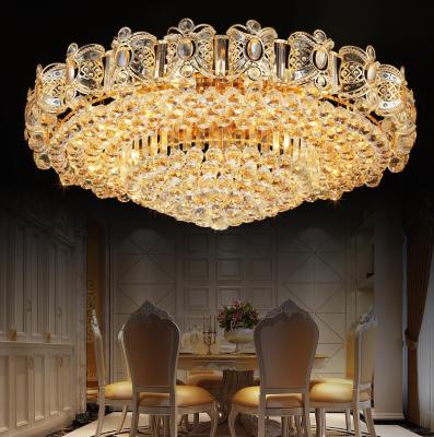 China JYLIGHTLING Luxurious Golden Living Room And Dining Room Round Crystal Lamp LED Ceiling Light for sale