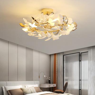 China JYLIGHTING Warm And Romantic Pastoral Style Living Room Bedroom Ginkgo Leaf Chandelier Creative Fashion Clothing Store Studio Decorative LED Ceiling Light for sale