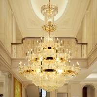 China JYLIGHTING Extra Rectangle Gold Custom Contemporary Large Indoor Decoration Project Pendant Light Fixture Hotel Villa Modern Led Chandelier Crystal Pendant Light for sale