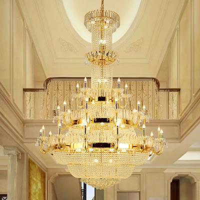 China JYLIGHTING Extra Rectangle Gold Custom Contemporary Large Indoor Decoration Project Pendant Light Fixture Hotel Villa Modern Led Chandelier Crystal Pendant Light for sale