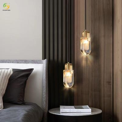 China JYLIGHTING Light Luxury Minimalist Modern Cloakroom Model Room bar Bedroom Bedside Crystal Long Line Modern Pendant Light for sale