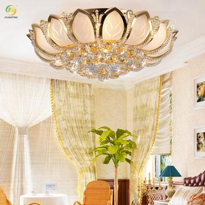 China JYLIGHTING European Style Round Golden Lotus Living Room Bedroom Hall Crystal Ceiling Lamp for sale