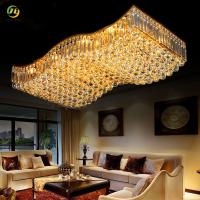 China JYLIGHTING Luxury Modern Atmosphere Crystal Gold Rectangular Hall Living Room Villa Project Ceiling Lamp for sale