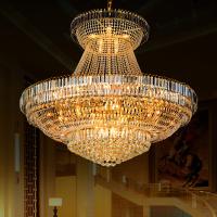 China JYLIGHTING Luxury Gold Crystal Chandelier For Villa Hall / Building , Oval AC Middle Duplex Building Lighting Crystal Pendant Light for sale