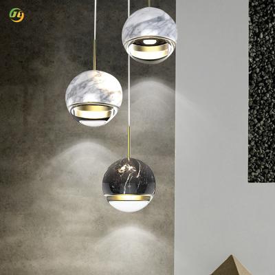 China JYLIGHTING Nordic Simple Modern Light Luxury Creative Restaurant Bar Bedroom Bedside Dining Table Single Head Marble Modern Pendant Light for sale