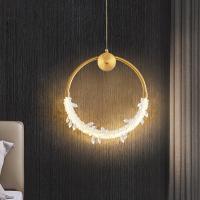 China Nordic Circular Bedroom Bedside Chandelier Modern Simple Creative Crystal Pendant Light for sale