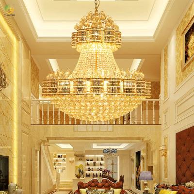 China JYLIGHTING Villa Staircase Crystal Lamp Gold Living Room Lamp Atmosphere Creative Chandelier Restaurant Lobby Hotel Crystal Pendant Light for sale