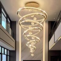 China JYLIGHTING Long Luxury Pendant Lights Hotel Hall Foyer Staircase Wedding Led Gold K9 Crystal Ball Chandelier Crystal Pendant Light for sale