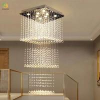 China JYLIGHTING Living Room square Crystal Large Chandelier Home Staircase Crystal Chandelier Hotel Villa Modern Long 	LED Ceiling Light for sale