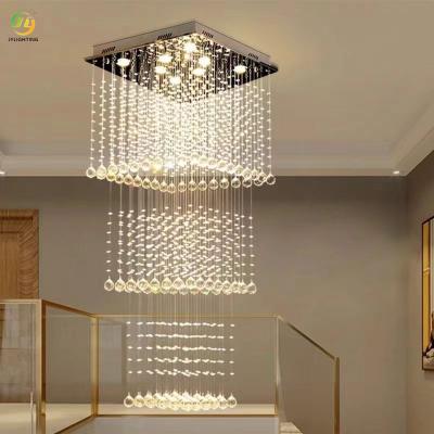 China JYLIGHTING Living Room square Crystal Large Chandelier Home Staircase Crystal Chandelier Hotel Villa Modern Long 	LED Ceiling Light for sale