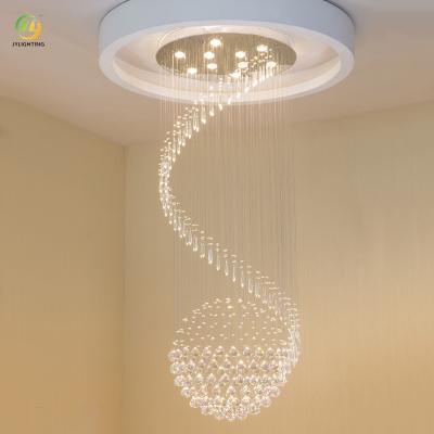 China JYLIGHTING Duplex Home Staircase Crystal Chandelier Hotel Villa Spiral Simple Living Room LED Ceiling Light for sale
