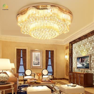 China JYLIGHTING Golden Crystal Lamp Bedroom Study Crystal Lamp Modern Simple Round Living Room LED Ceiling Light for sale
