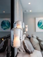 China JYLINGHTING Modern Minimalist Glass Pendant Lights Oval Alabaster Texture for Cafe Clothing Store Bedroom Available Middle Modern Pendant Light for sale