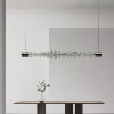 China Postmodern minimalist restaurant lamp nordic long glass office exhibition hall chandelier for sale