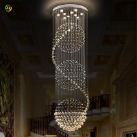China JYLIGHTING Simple Light Luxury Crystal Duplex Staircase Chandelier Living Room Villa Split-level Long  Crystal Pendant Light for sale