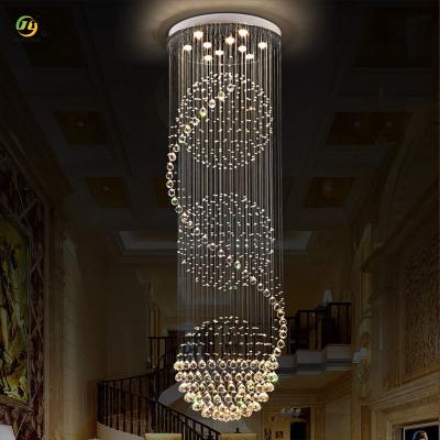 China JYLIGHTING Simple Light Luxury Crystal Duplex Staircase Chandelier Living Room Villa Split-level Long  Crystal Pendant Light for sale