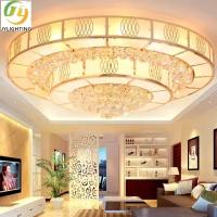 China Decoration Living Room Bedroom Customized European Style Crystal Ceiling Lamp Golden Round Crystal Led Ceiling Light for sale