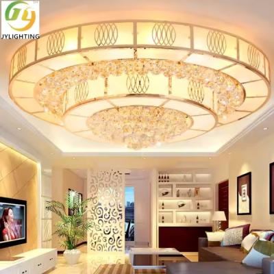 China Decoration Living Room Bedroom Customized European Style Crystal Ceiling Lamp Golden Round Crystal Led Ceiling Light for sale