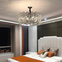 China JYLIGHTING Modern Simple American Luxury Crystal Chandelier New Black Wrought Iron Light for Living Dining Rectangle Square Rooms Middle Modern Pendant Light for sale