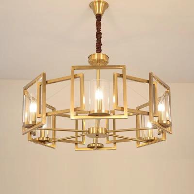 China JYLINGTING Modern Iron Glass Chandelier Lamp E26 Remote Control Hanging Fixture Adjustable Height For Home Living Room Oval Modern Pendant Light for sale