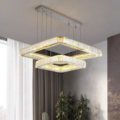 China Modern Luxury K9 Crystal Pendant Light Stainless Steel Golden for sale
