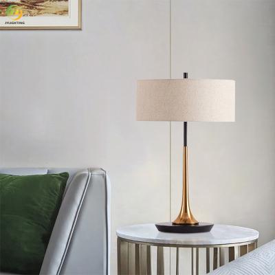 China Modern Fabric Bedside Table Lamp with E14 Bulb and Iron Base for sale