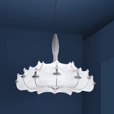 China Minimalist Silk Pendant Lights Fabric Lampshade White Chandelier Lamp Lighting for sale