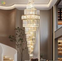 China JYLIGHTING Modern Light Luxury Villa Living Room Hollow Chandelier Light Luxury Multi-layer Crystal Villa Stair Chandelier for sale