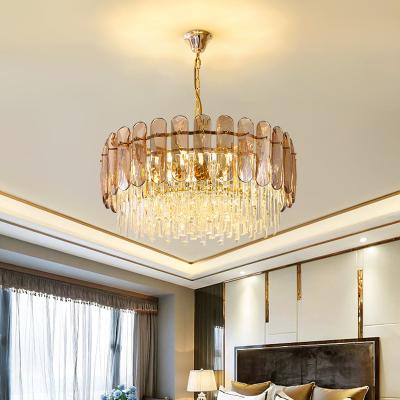 China Nordic Modern Large Round Indoor Luxury Living Room Pendant Light Gold Led Hanging Lamp Home Decor Crystal Chandelier for sale