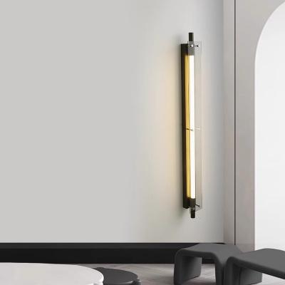 China JYLIGHTING Wholesale Minimalist Glass LED Wall Lamp Living Room Hotel Industrial Retro Black Sconce Home Decor Modern Long Strip Wall Light Modern Wall Light for sale