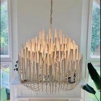 China JYLIGHTING Nordic Living Room Bedroom Wooden French Retro Style Chandelier Ceiling Large Wooden Metal Chandeliers Pendant Lights for sale