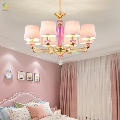 China JYLIGHTING Romantic Wedding Room Festive Bedroom European Style Crystal Children's Room pink Blue Decorative Bedroom Modern Pendant Light for sale