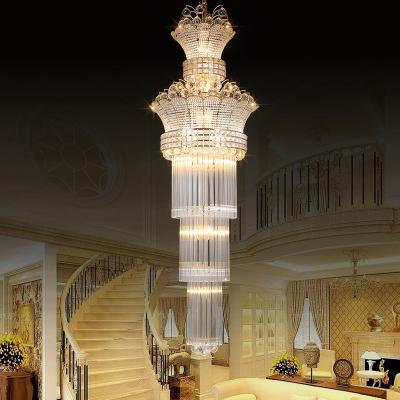China JYLIGHTING S Golden Crystal Pendant Light Villa Stair Luxury Crystal Chandelier Wedding Hotel Hall LED Crystal Lamp for sale